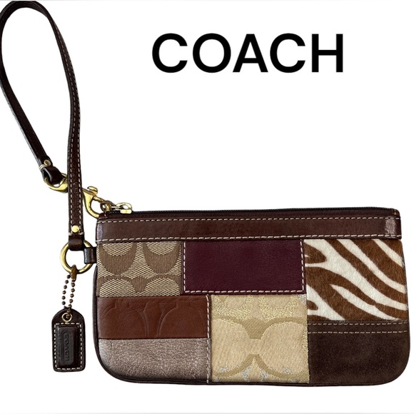 Coach | Bags | Coach Suede And Leather Patchwork Wristlet Excellent ...